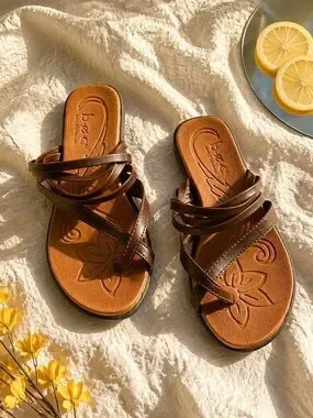 b.o.c. | Shoes | Boc Dark Brown Multistrap Slide Sandals For Women ...
